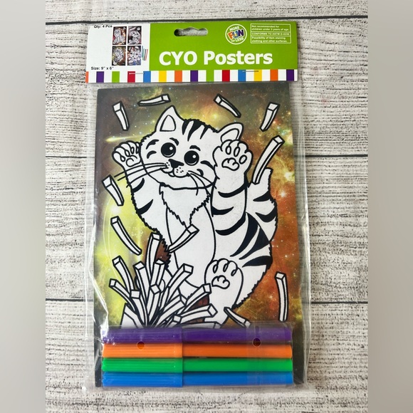 Toys | 4 Piece Velvet Coloring Posters With Markers 9x6 | Poshmark